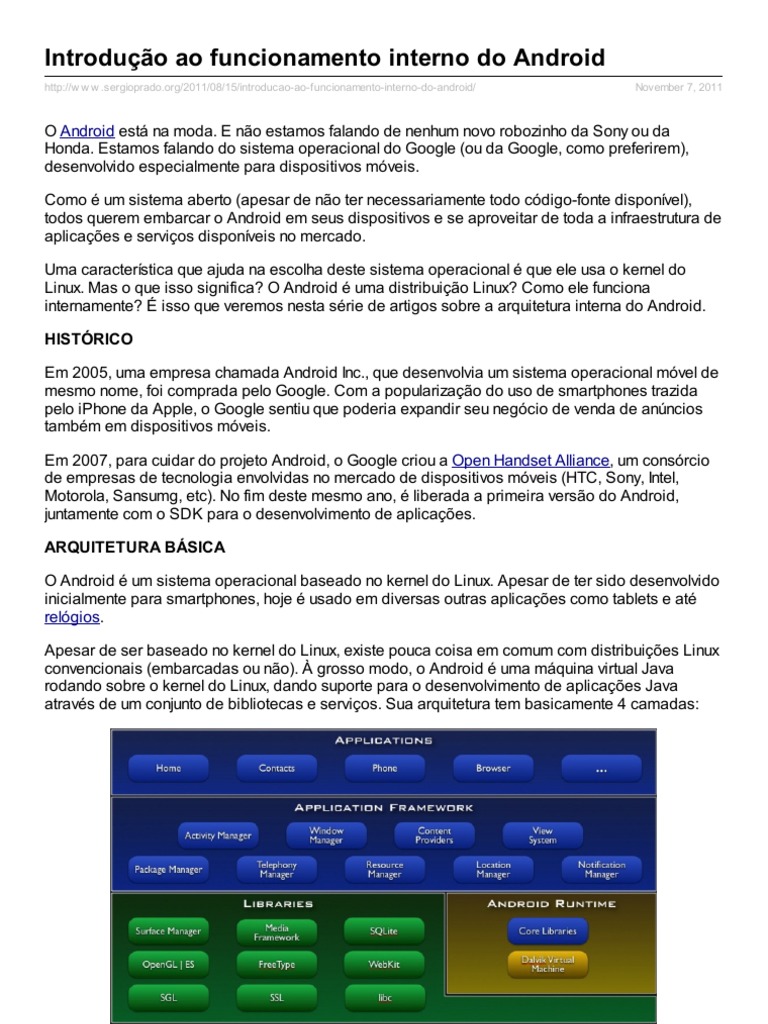 Introduo Ao Funcionamento Interno Do Android | PDF | Android (sistema ...