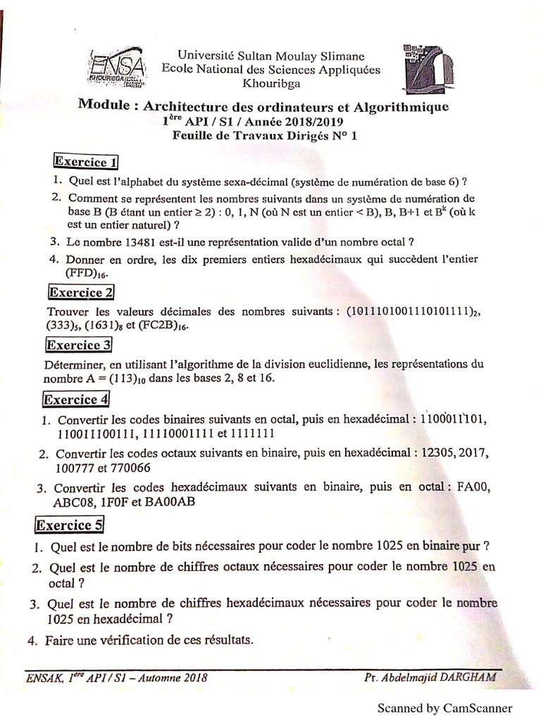 Architecture Des Ordinateurs Exercices | PDF