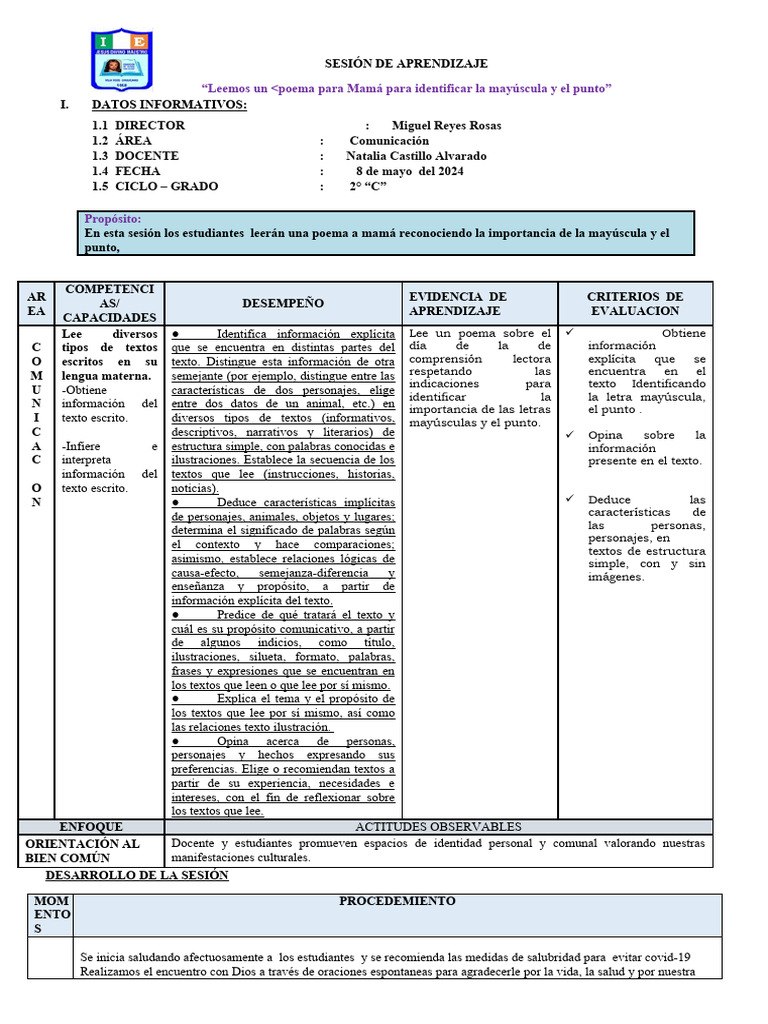 8 Mayo Comunc Lleen Un Poema | PDF