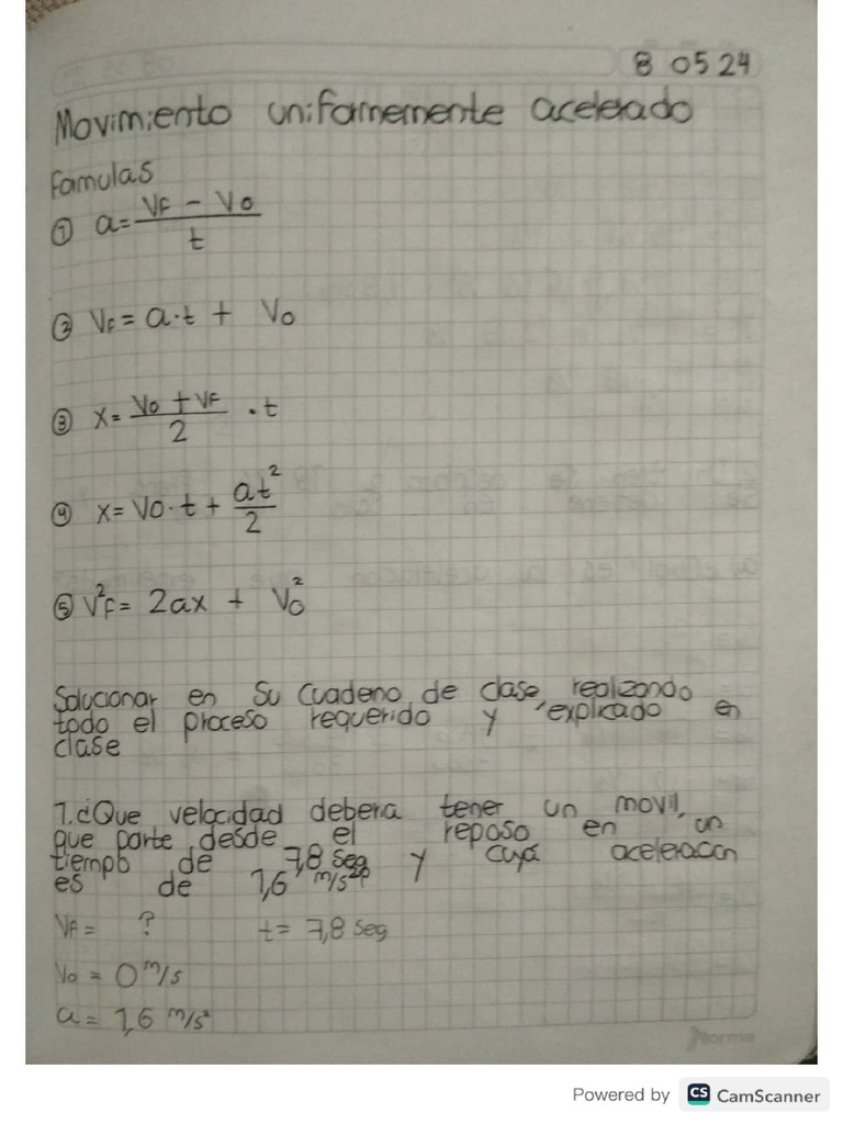 Ejercicios Física Aceleración | PDF