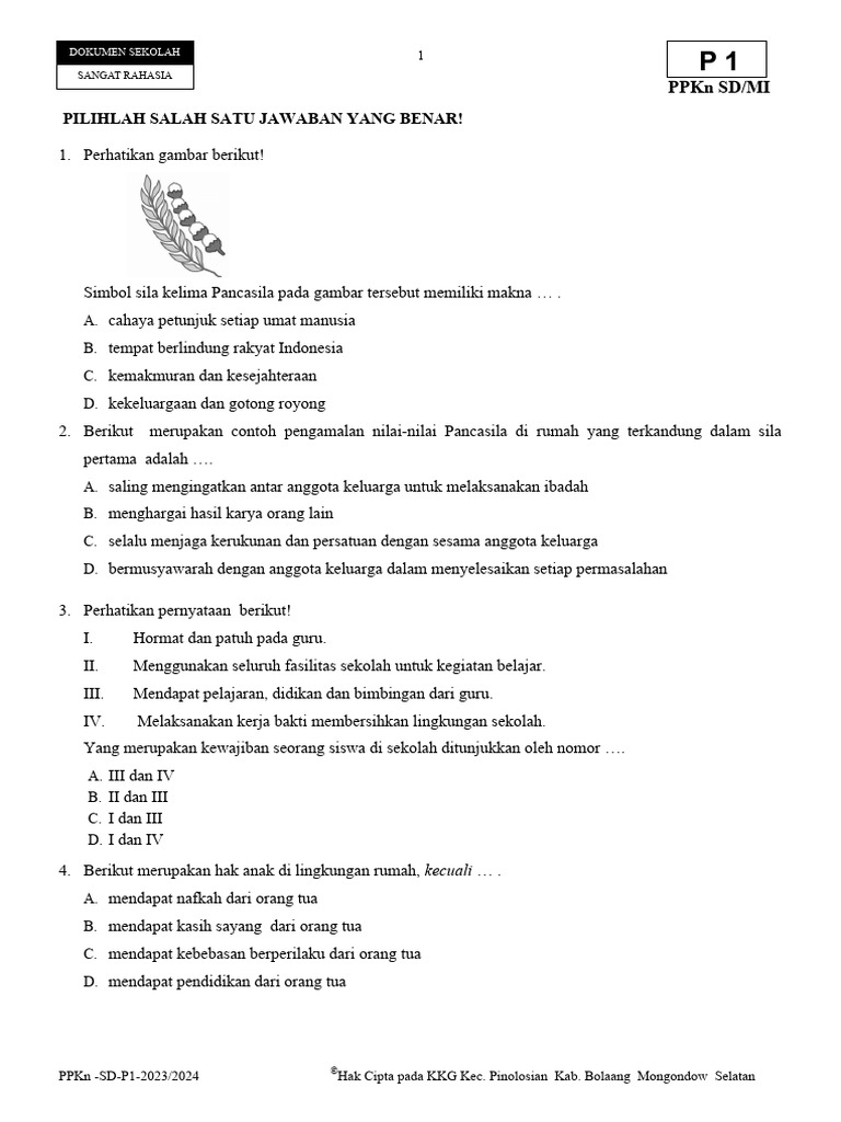 SOAL PSAJ PPKN 2024 OK | PDF