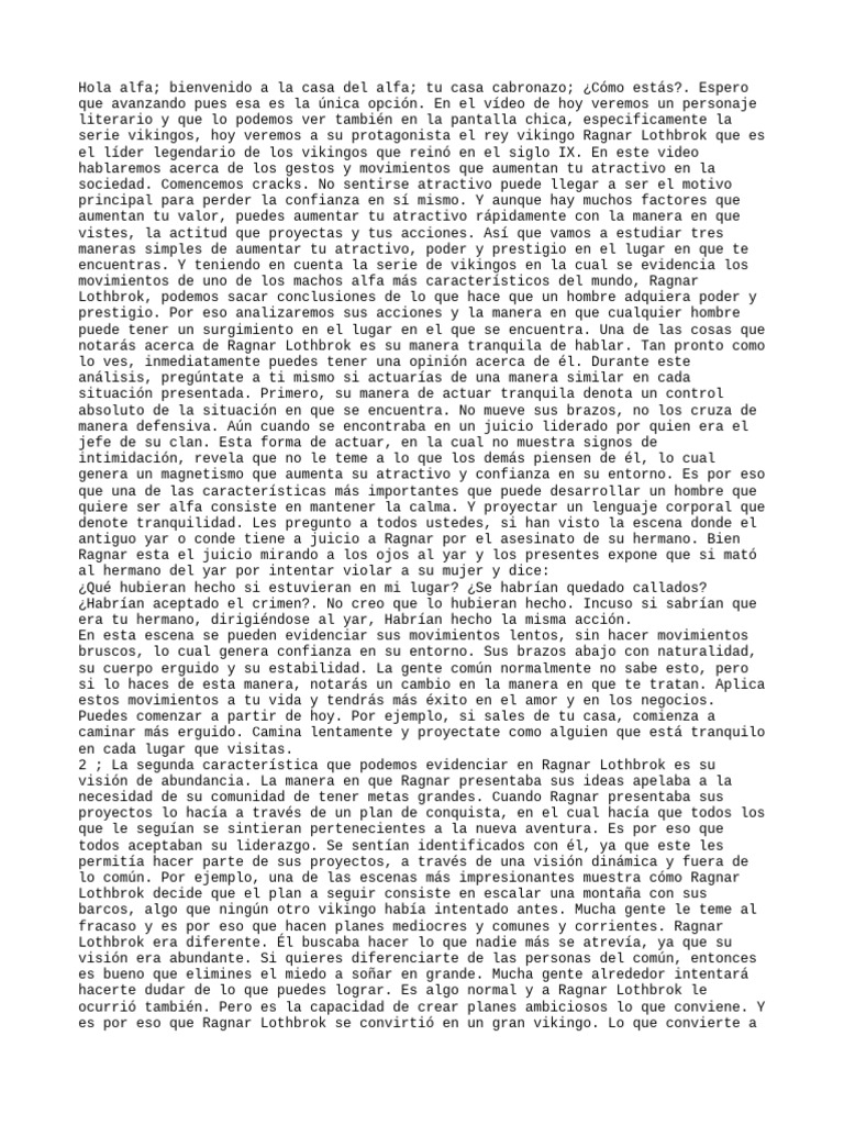 Guión Ragnar Lothbrock Es Un Alfa | PDF | Vikingos