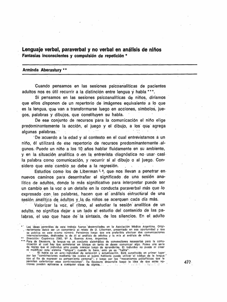 Aberastury Lenguaje Verbal | PDF | Habla