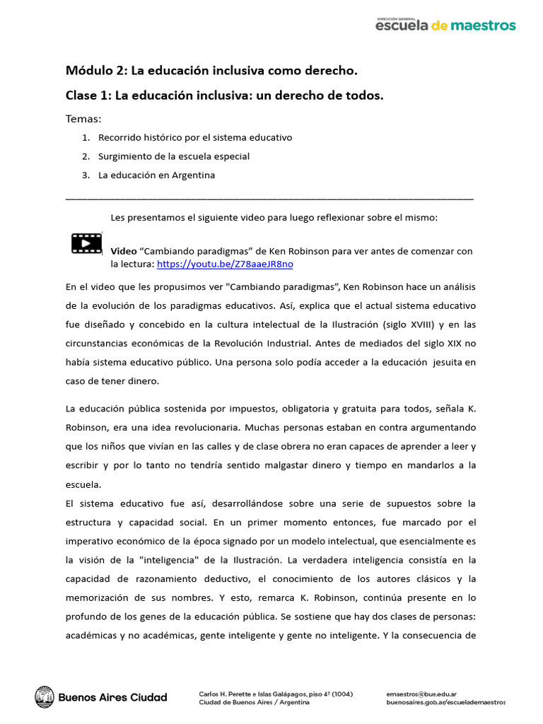 Módulo 2 - Clase 1 | PDF | Inclusión (Educación) | Enseñando