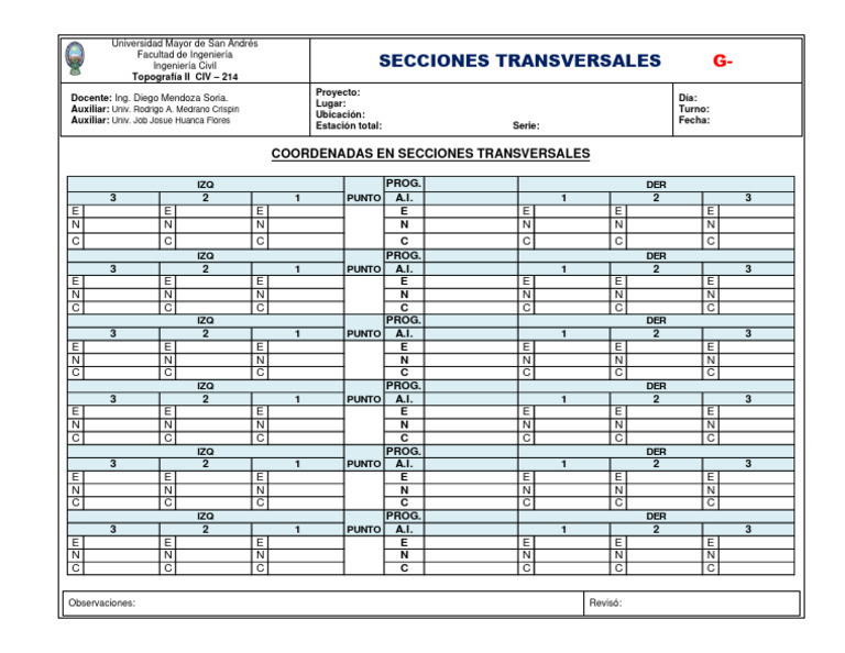 Coordenadas en Secciones Transversales | PDF