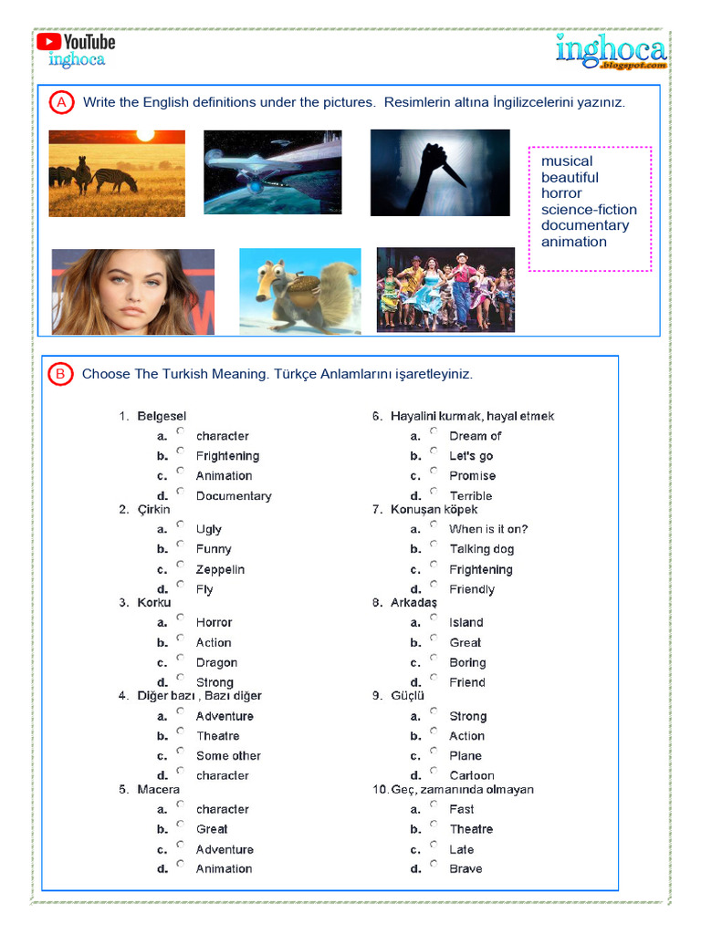 Turkish Vocabulary Exercises PDF | PDF