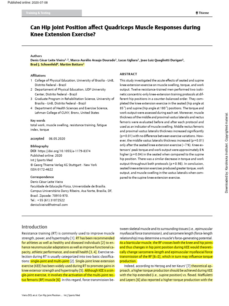Can Hip Joint Position Affect Quadriceps Muscle Responses During | PDF ...