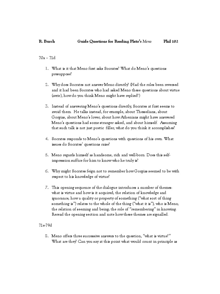Analyzing Plato's Meno Dialogue | PDF | Philosophical Theories ...