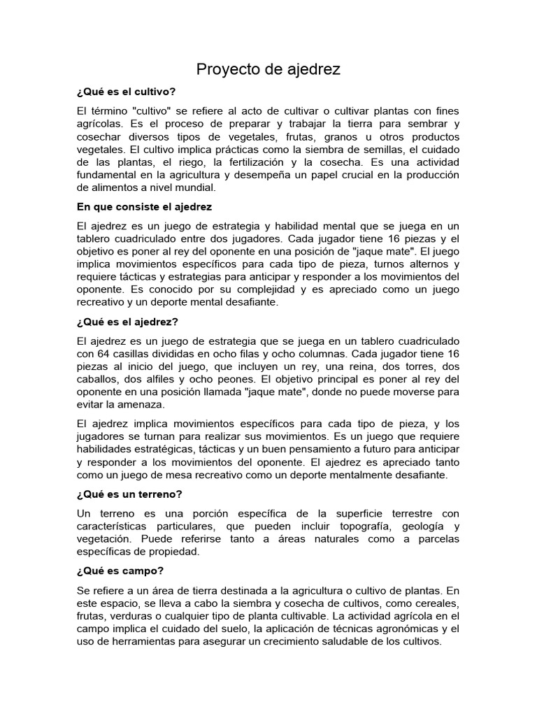 Proyecto de Ajedrez Jacqueline | PDF | Ajedrez | Estrategia de ajedrez