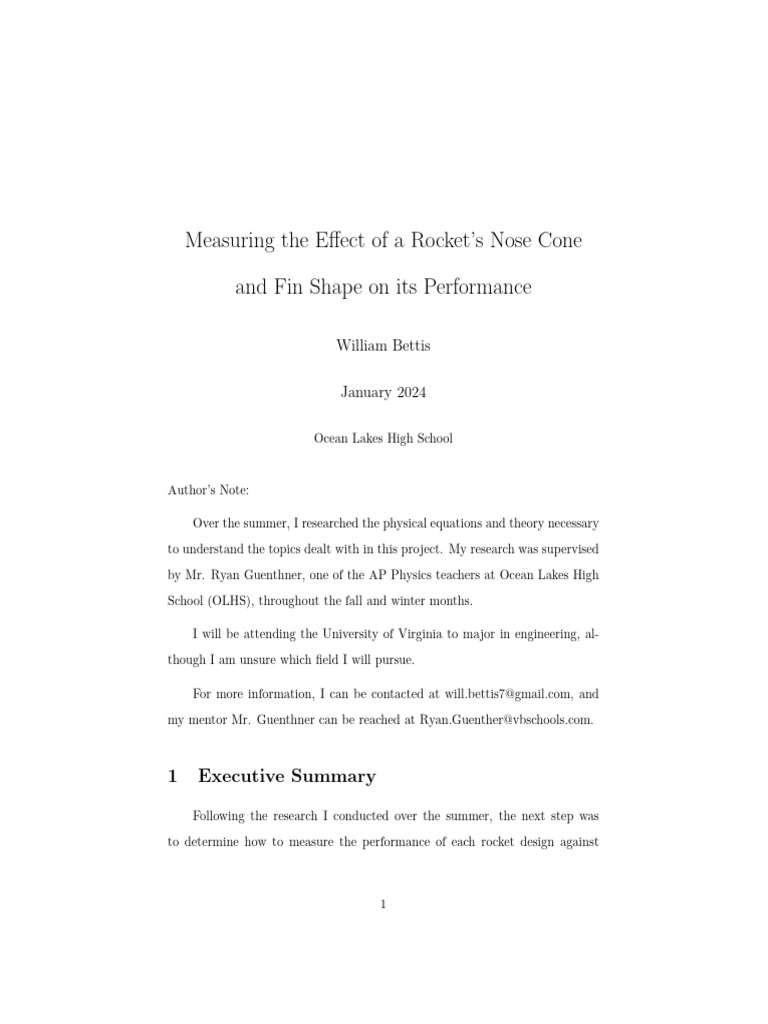 bettis engineering design paper | PDF | Rocket | Drag (Physics)