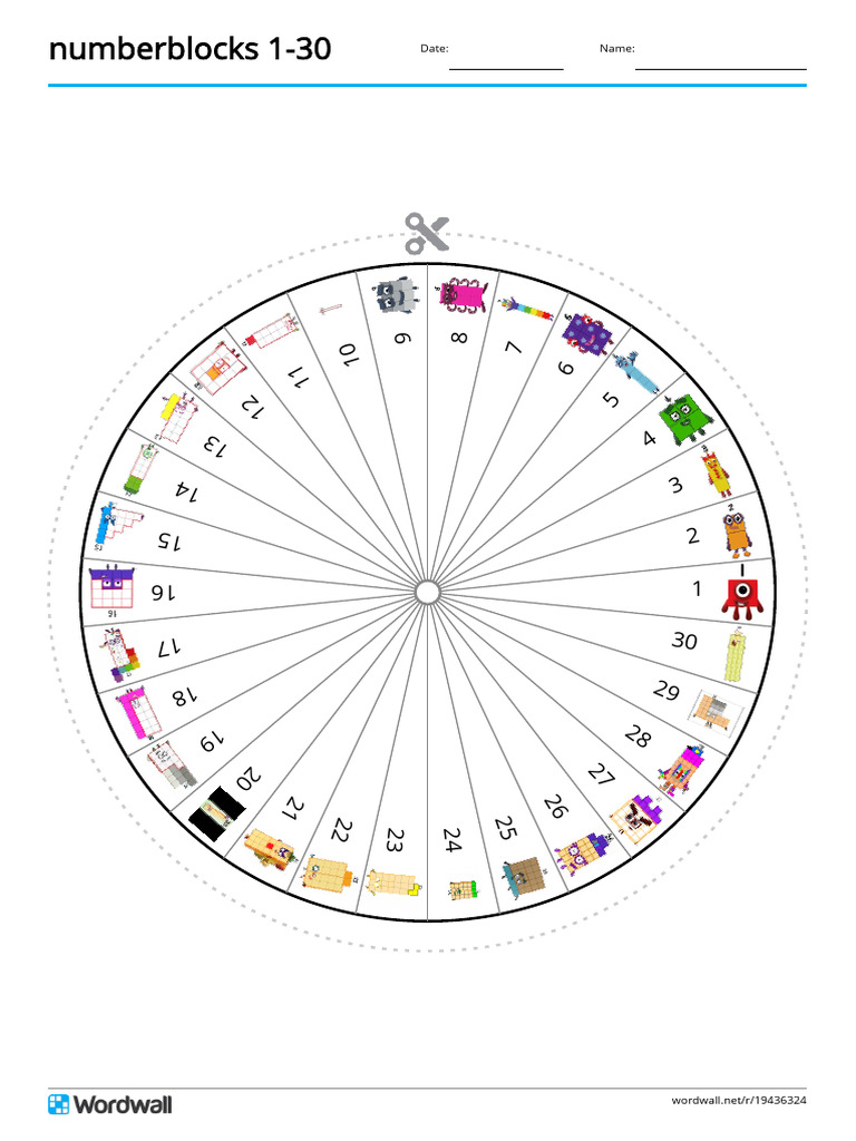 Numberblocks Spin Wheel 1-30 | PDF