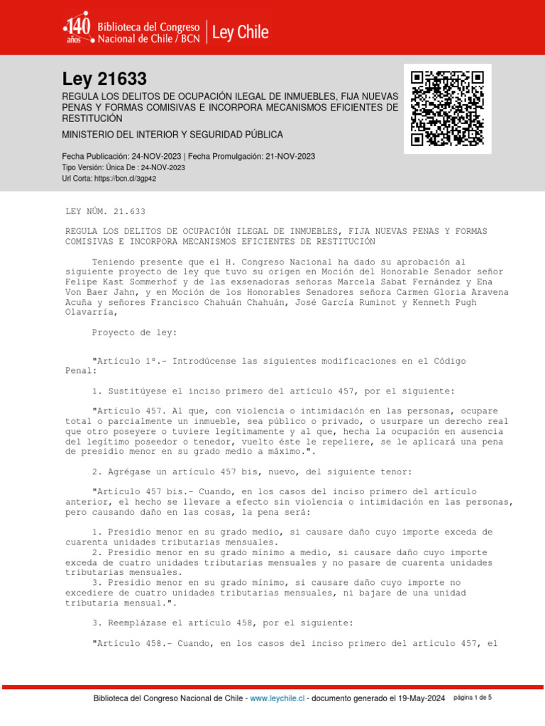 Ley-21633_24-NOV-2023 | PDF | Mandato | Queja