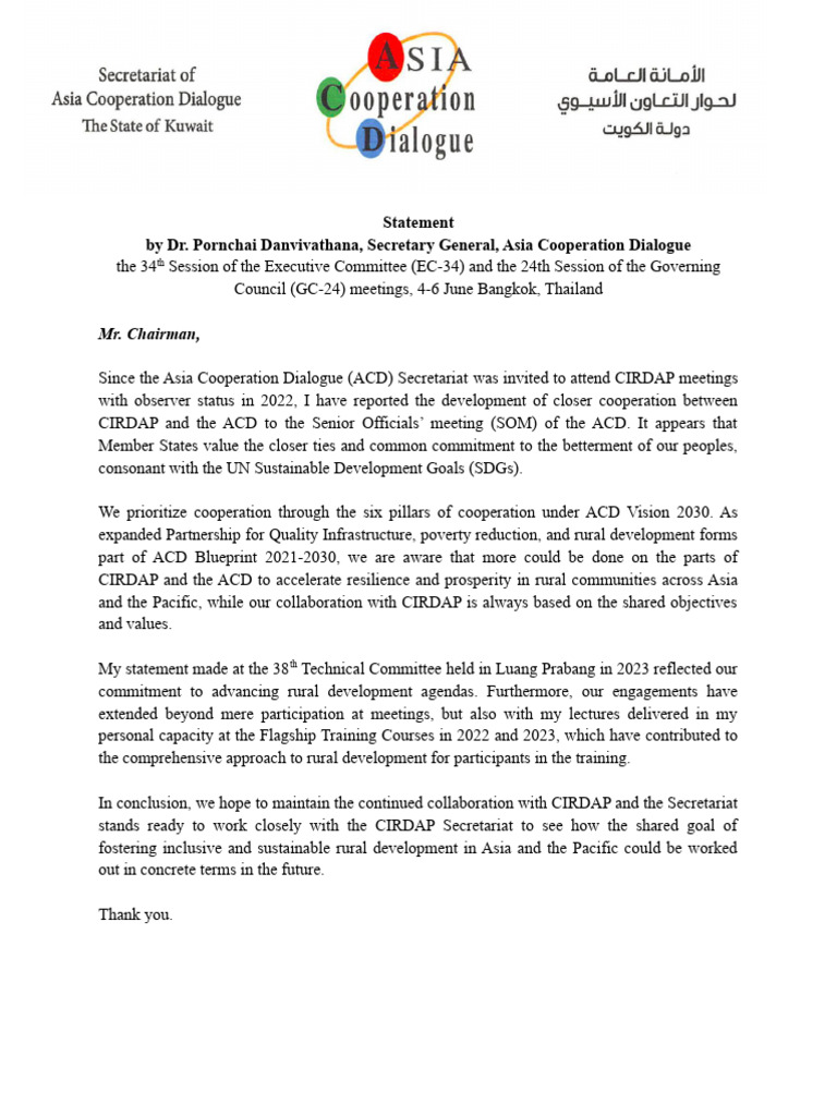 Statement of Cooperation - ACD-CIRAP | PDF | Business