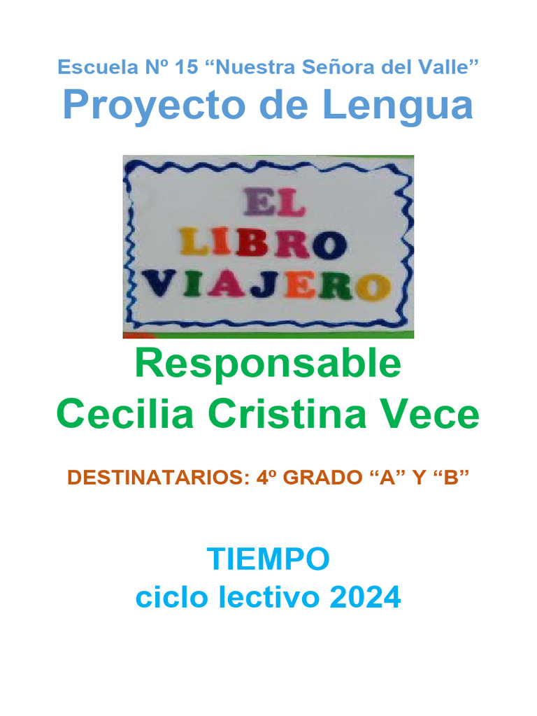 Proyecto del Libro Viajero en 4º Grado | PDF | Cómics | Libros