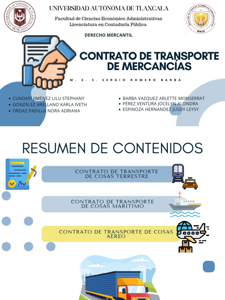 Contrato de Transporte de Mercancias Presentacion | PDF | Transporte
