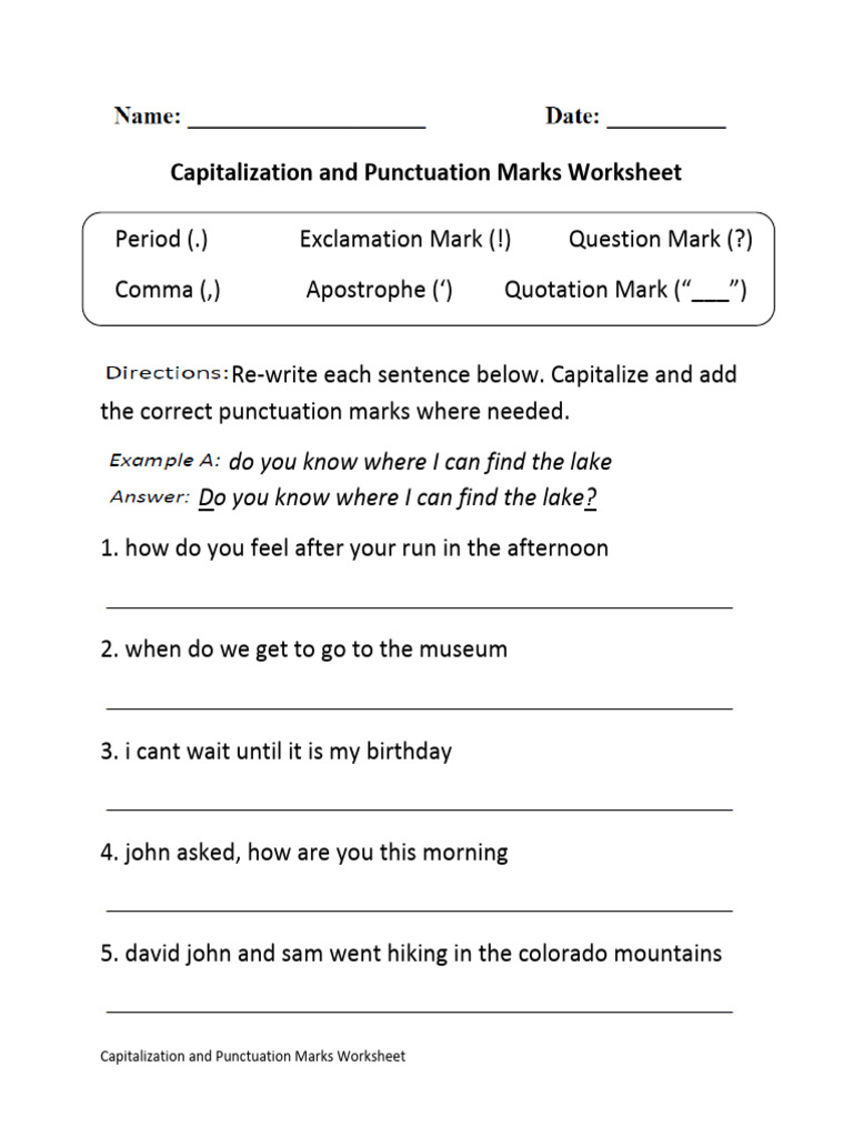 Capitalization Punctuation Marks 1 | PDF