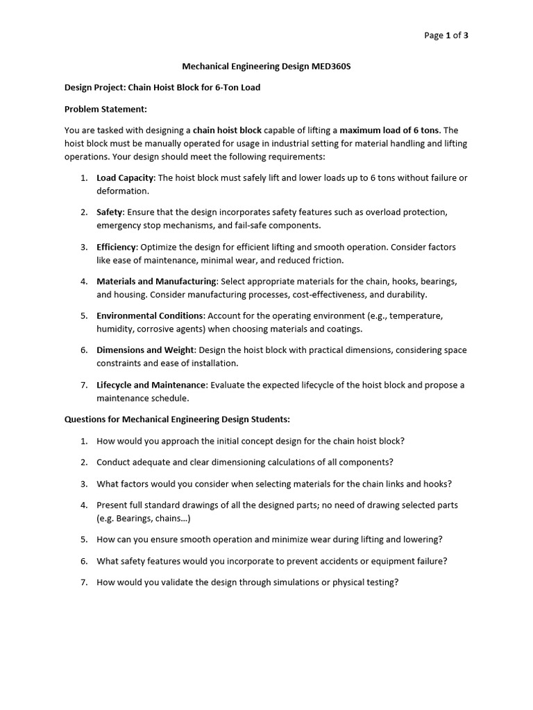 Mechanical Engineering Design Project Download Free Pdf