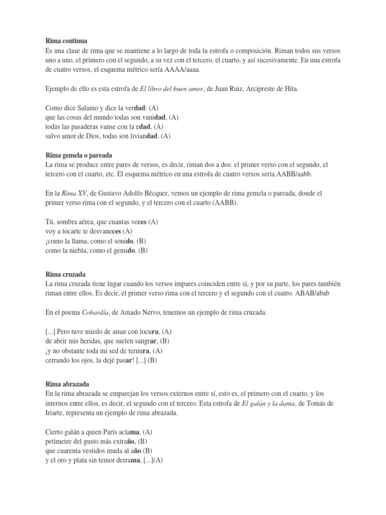 Tipos de Rima | PDF | Rima
