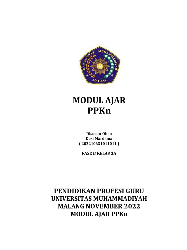 Modul Ajar PPKN Kelas 3 Kurikulum Merdeka | PDF | Karier & Perkembangan