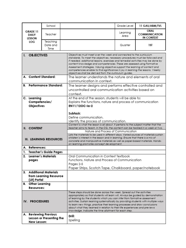 Sample Lesson PLan | PDF | Communication | Learning