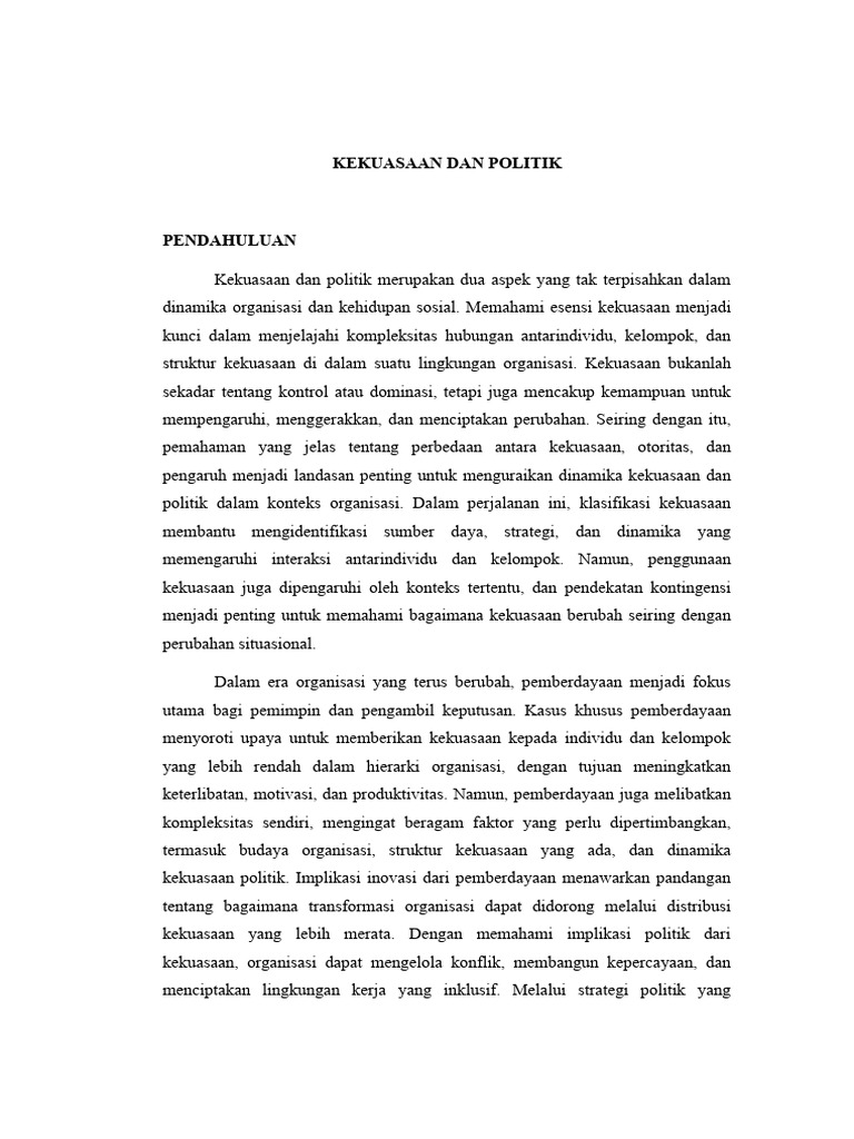 Dinamika Kekuasaan dan Politik Organisasi | PDF