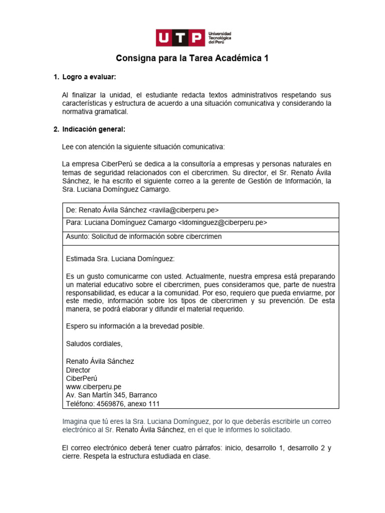 (AC-S04) Semana 04 - Tema 01 - Tarea - Tarea Académica 1 (TA1) | PDF | Puntuación | Comillas