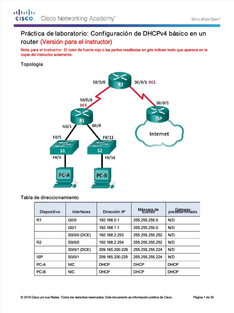 Configuring Basic dhcpv4 On A Router | PDF | Dirección IP | Enrutador (Computación)