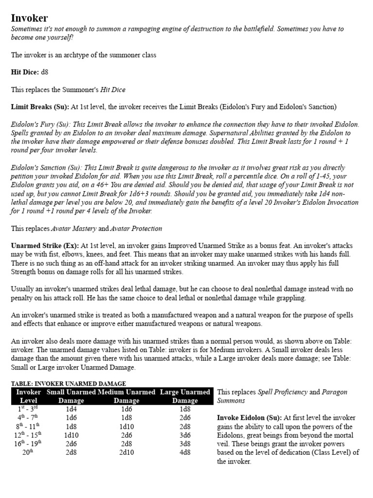 Summoner Archtype - Invoker | PDF | Law