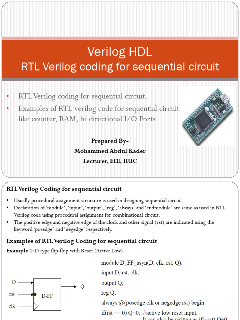 Fpgartl Verilog Coding For Sequential Circuit Download Free Pdf