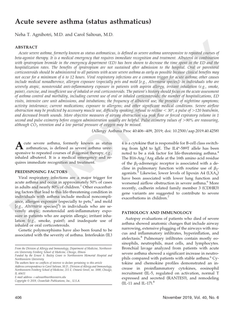 Estatus Asmatico | Download Free PDF | Asthma | Clinical Medicine