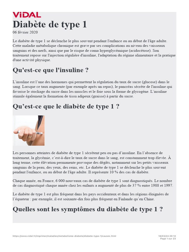 Comprendre le diabète de type 1 | PDF | Hypoglycémie | Hémoglobine glyquée