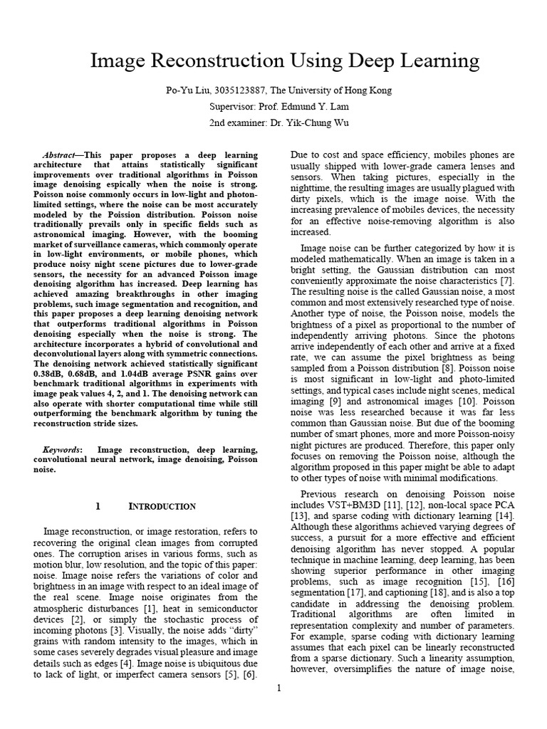 Image Reconstruction Using Deep Learning | PDF | Deep Learning | Mean Squared Error