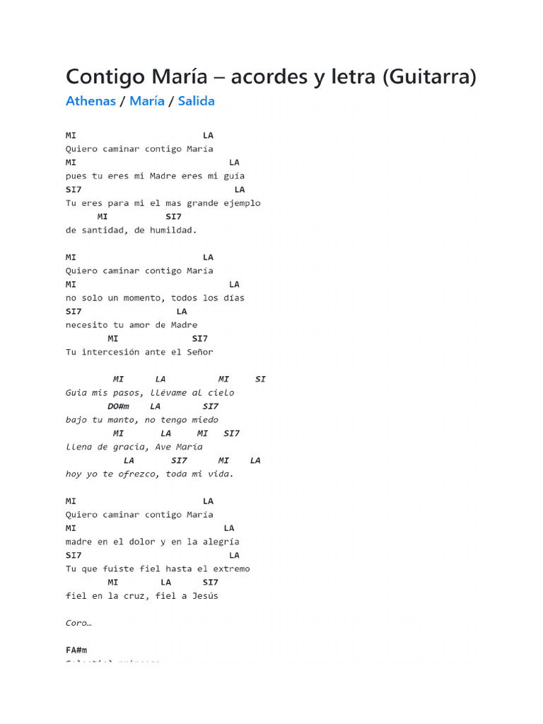 contigo maría cifra MI Mayor guitarra | PDF