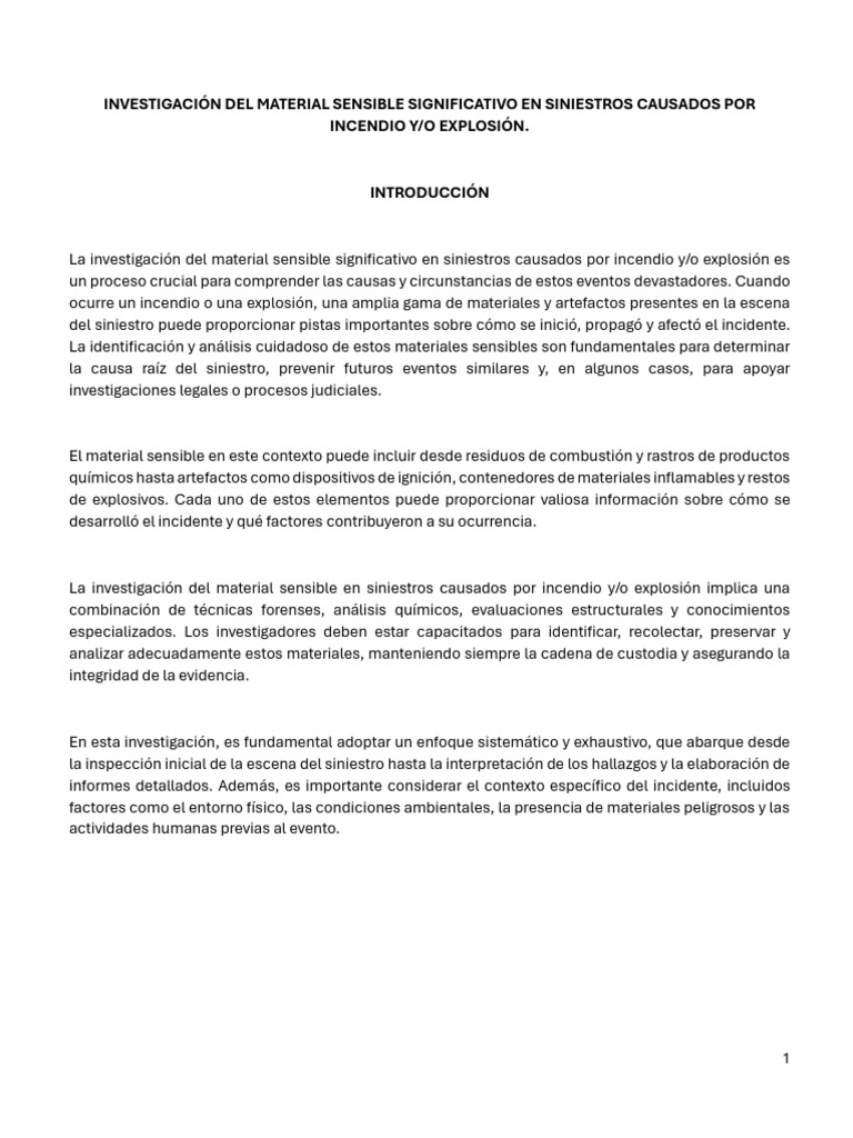 Investigación Del Material Sensible Significativo en Siniestros ...
