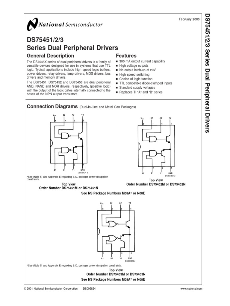DS75451/2/3 Series Dual Peripheral Drivers: General Description ...