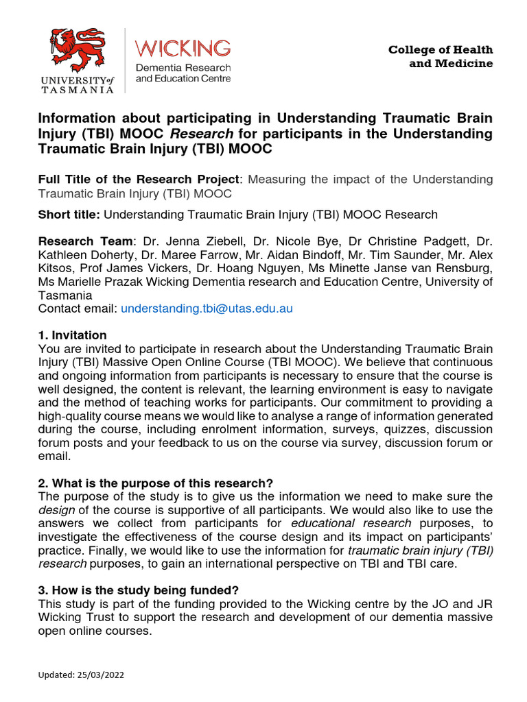 Participant Information Sheet TBI MOOC With Letterhead v005 - Clean ...