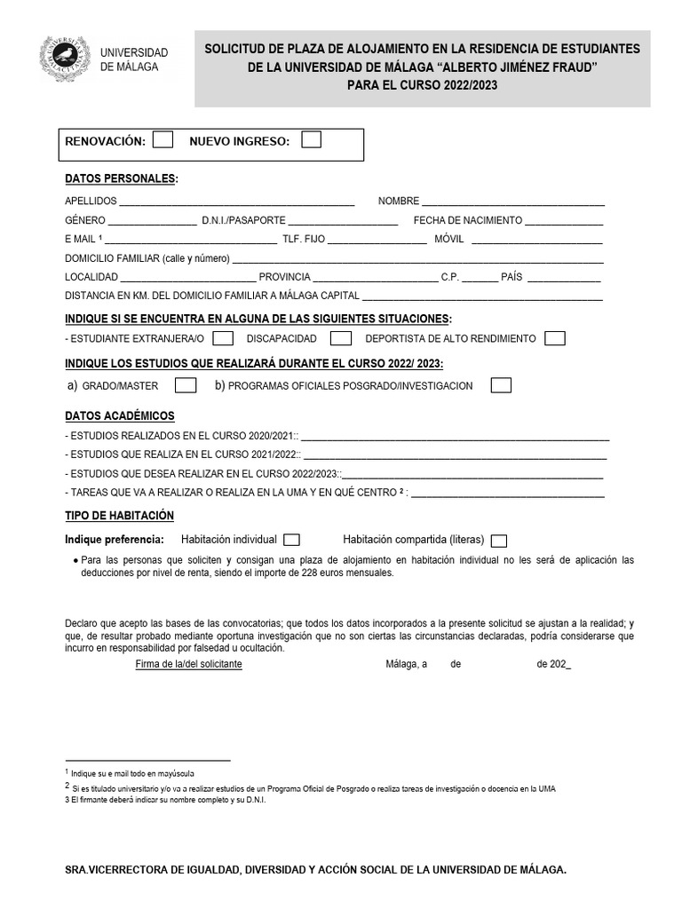 Solicitud Residencia 2022 2023 | PDF | Documento de identidad