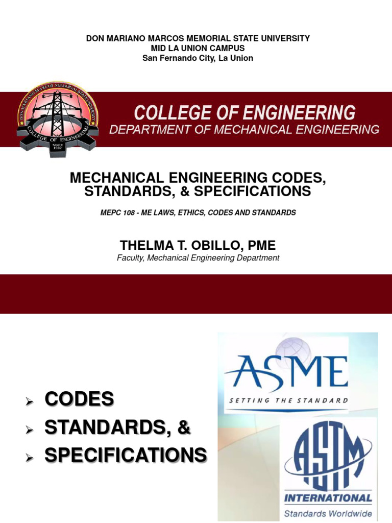 Me Codes, Standards, & Specifications | PDF | Pipe (Fluid Conveyance ...
