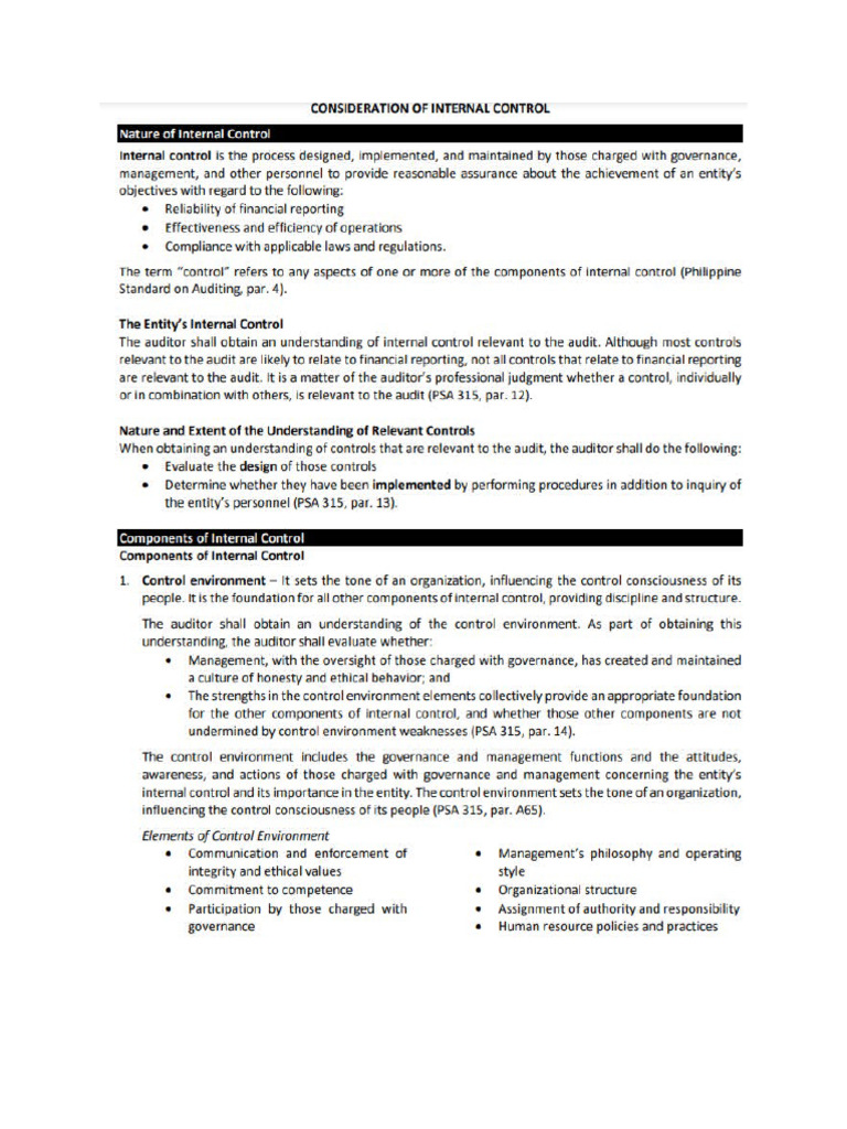 Consideration of Internal Control | PDF