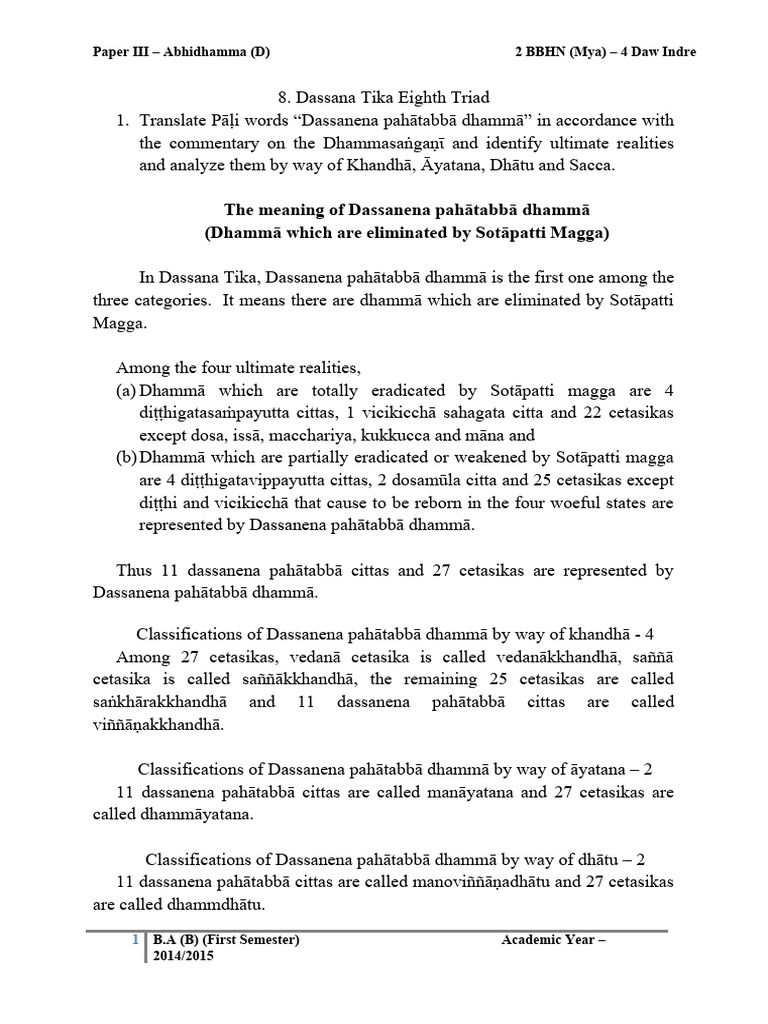 Dassanena Pahatabba Dhamma | PDF