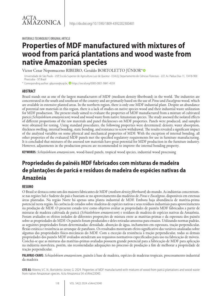 Properties of MDF Manufactured | PDF | Wood | Analysis Of Variance