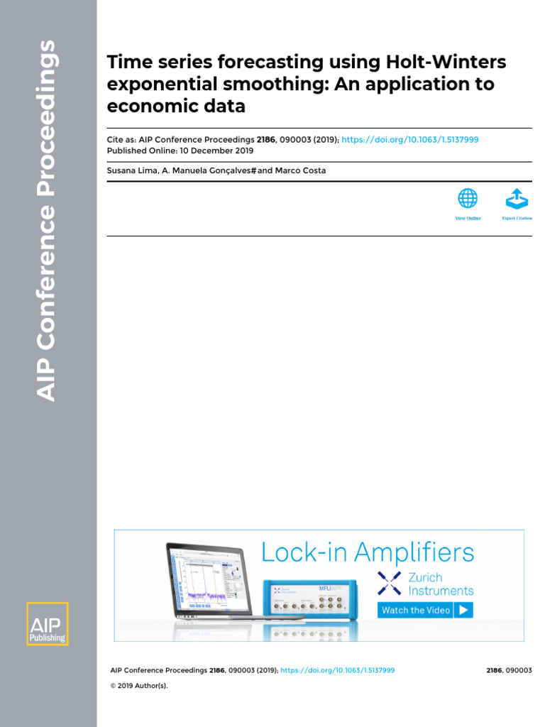 Time Series Forecasting Using Holt-Winters Exponential | PDF | Forecasting | Mean Squared Error
