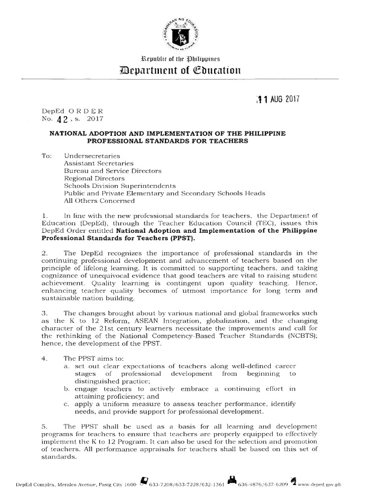 DO s2017 042-1 | PDF | Learning | Teachers