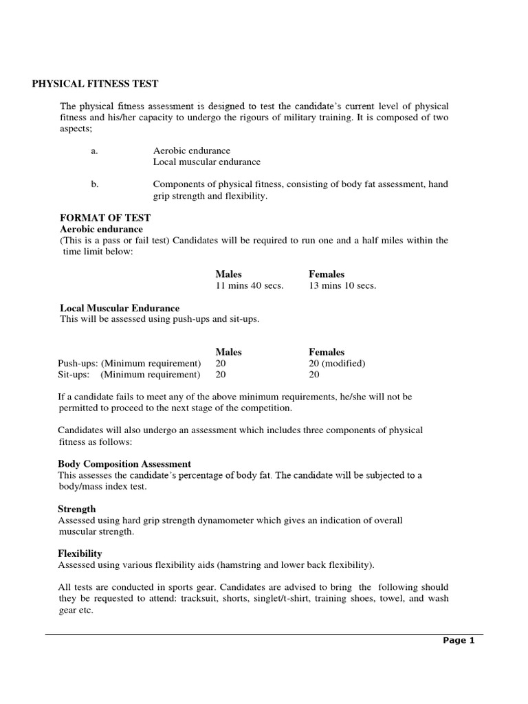 Physical Fitness Test Programme | PDF | Heart Rate | Physical Fitness