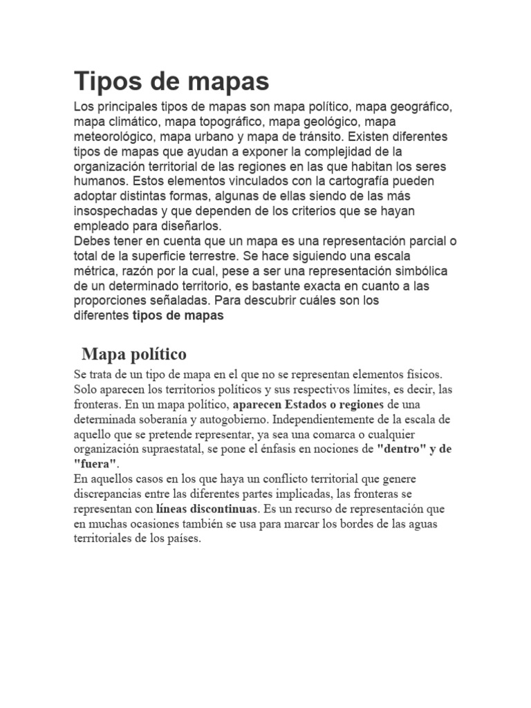 Tipos de Mapas | PDF | Mapa | Terreno