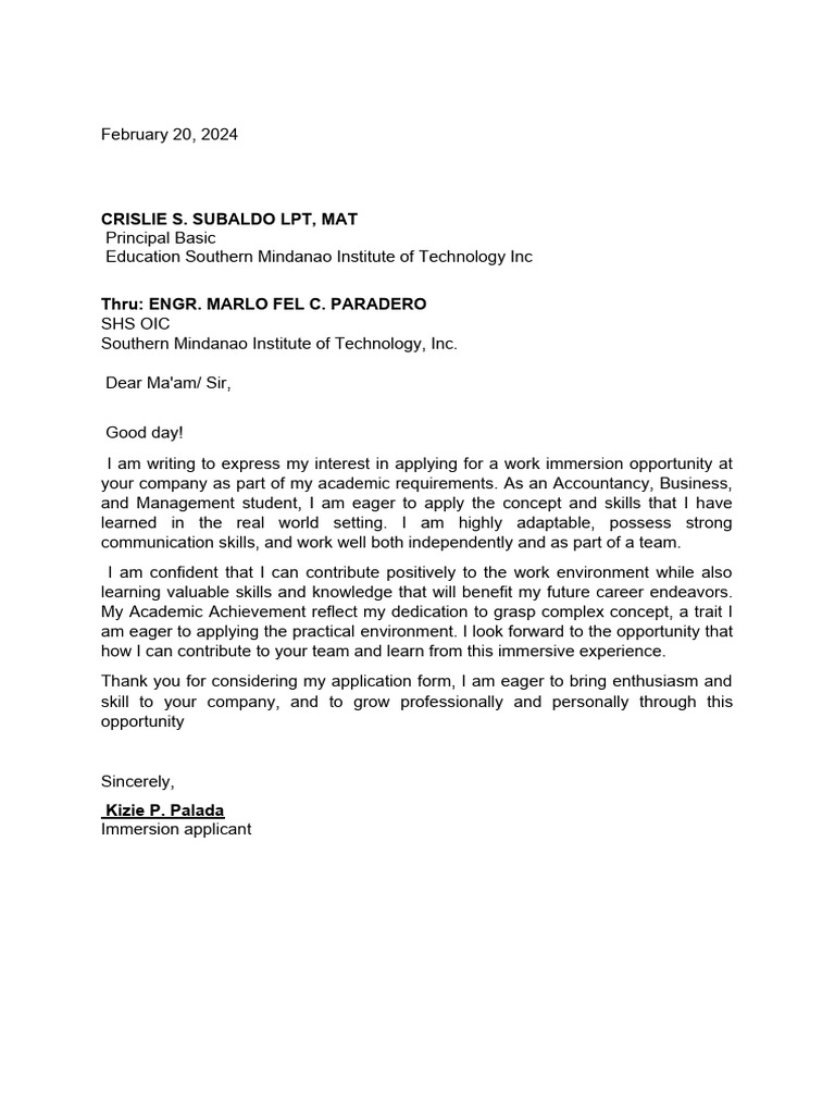 APPLICATION LETTER FORDA Trio | Download Free PDF | Cognition | Behavior Modification