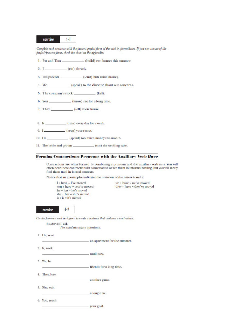 present perfect ejercicios | PDF