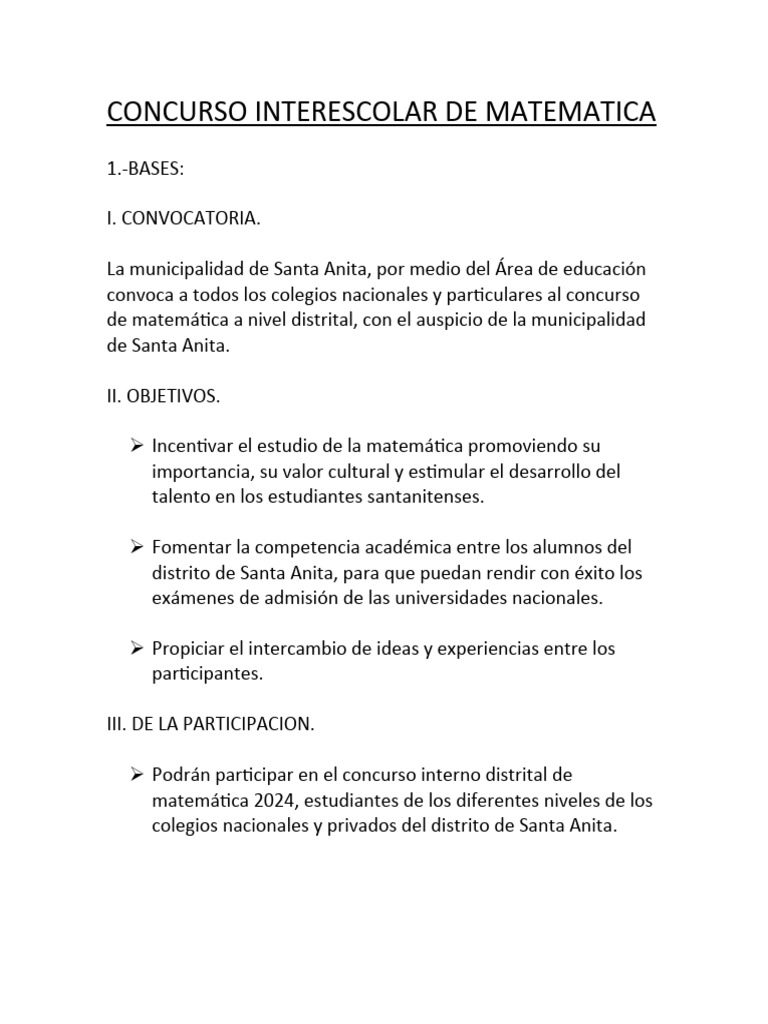 Concurso Interescolar de Matemáticas 2024 | PDF | Crecimiento personal ...