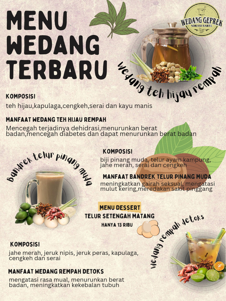 Wedang Teh Hijau Rempah: Manfaat & Komposisi | PDF