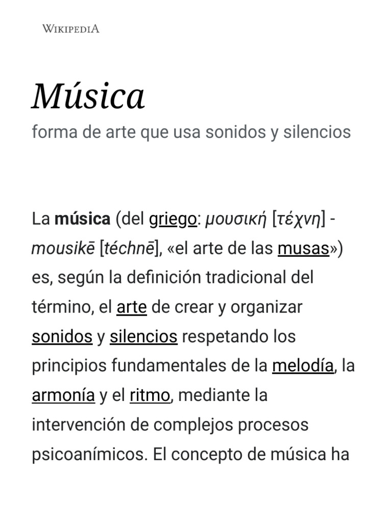 Música - Wikipedia, La Enciclopedia Libre | PDF | Periodo Clásico ...